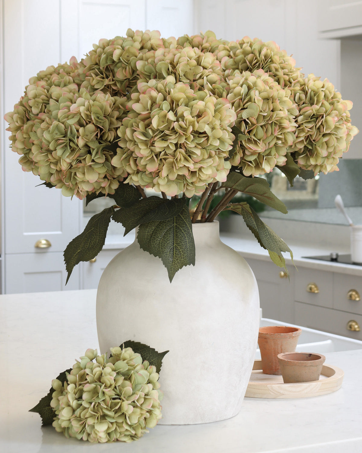Olive Green Hydrangea - Faux Flowers | Everbloom London