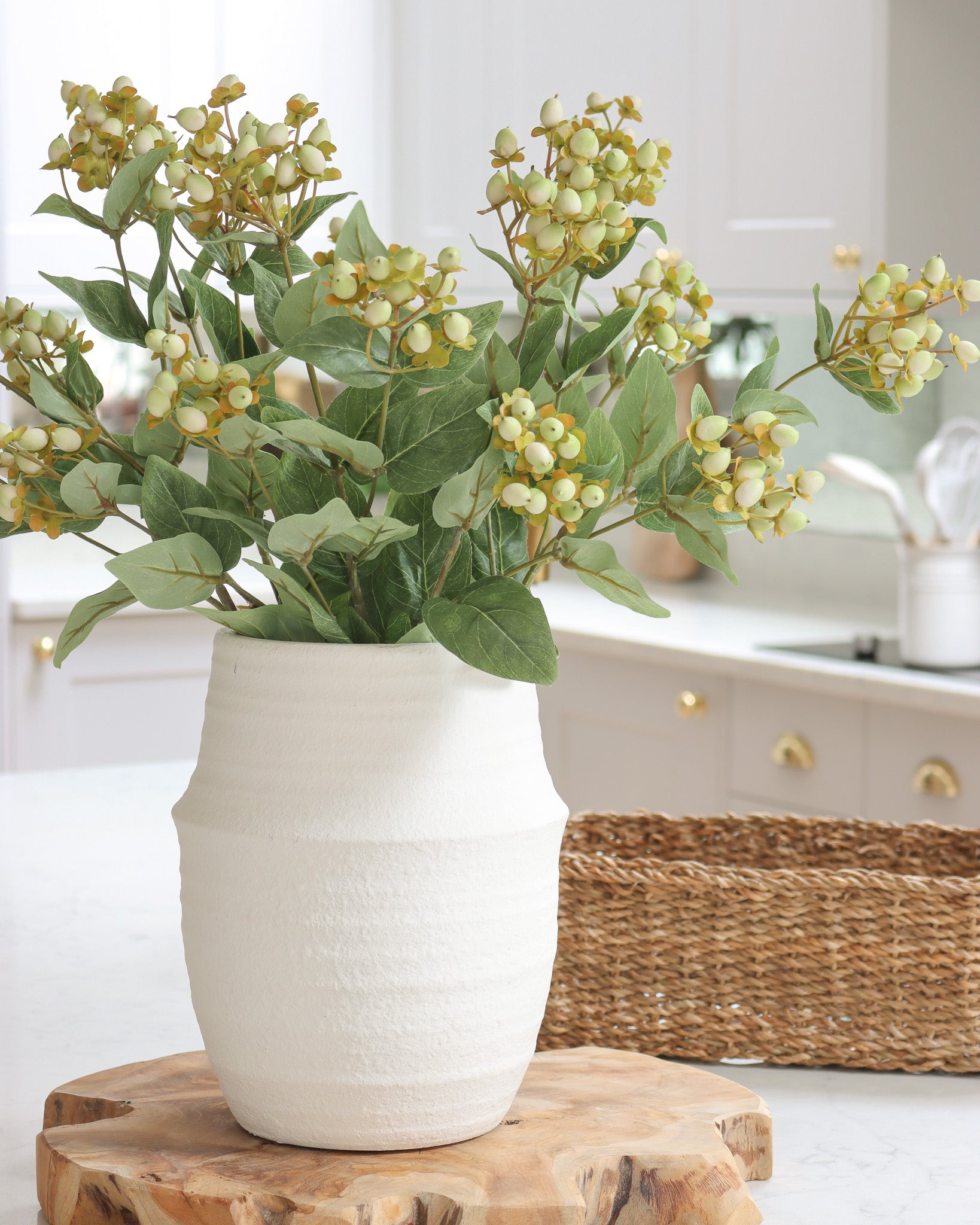 Green Hypericum Berry Spray - Faux Foliage | Everbloom London